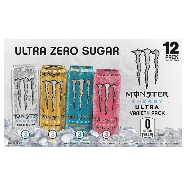Monster Energy Zero Ultra Variety Pack White Fiesta Mango Rosa And Gold